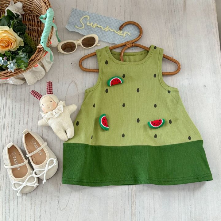 【Little Salty Lemon Seven】Korean dress, summer new cool watermelon vest ...