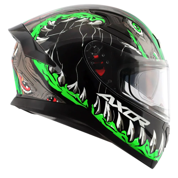 Axor Apex Beast Gloss Black_Green Full Face Motorcycle Helmet | Daraz ...