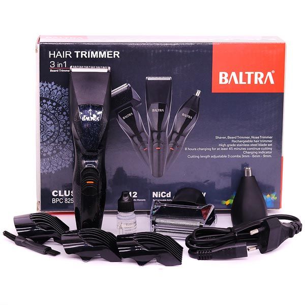 Baltra 3 in 1 Hair Shaver Beard and Nose Rechargeable Trimmer Cluster ...