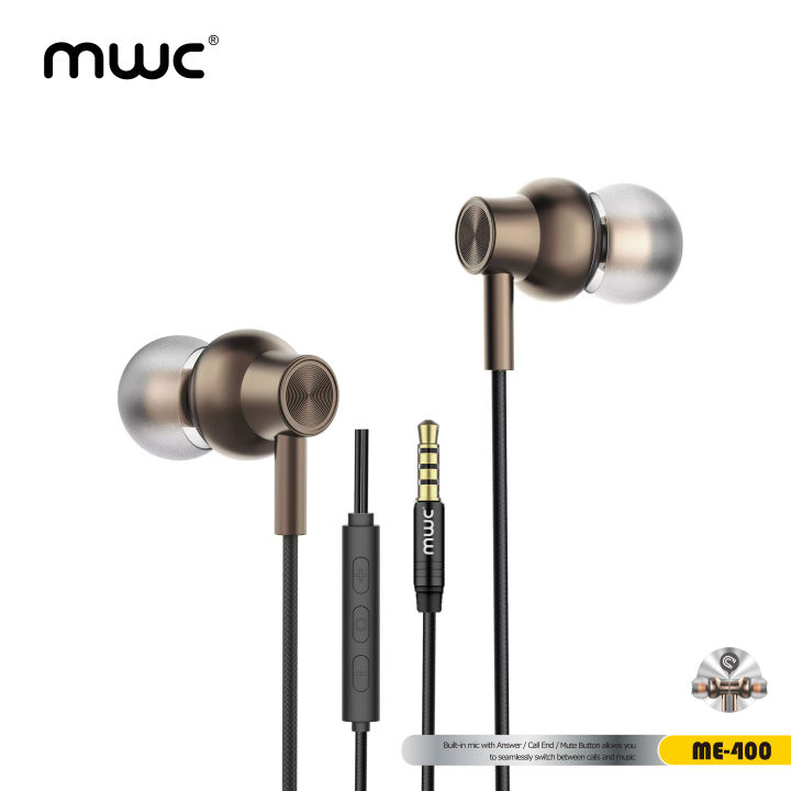 MWC ME-400 | In-ear Wired Earphone | 10mm Dynamic Speaker with Extra Bass | Volume keys with ...