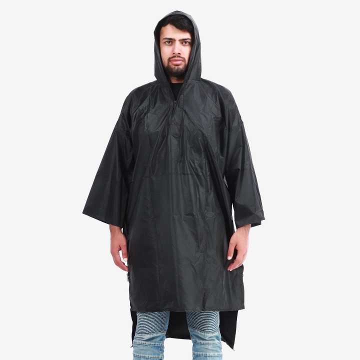 Black Waterproof Single Raincoat with Hood With RainCoat Cover | Daraz ...