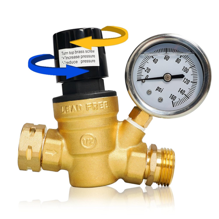 JAERBEE RV Water Pressure Regulator, Adjustable Handle Brass Water ...