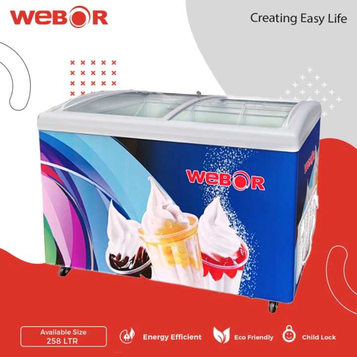 Webor 258 Ltr Glass Top Curve Chest Freezer | Daraz.com.np