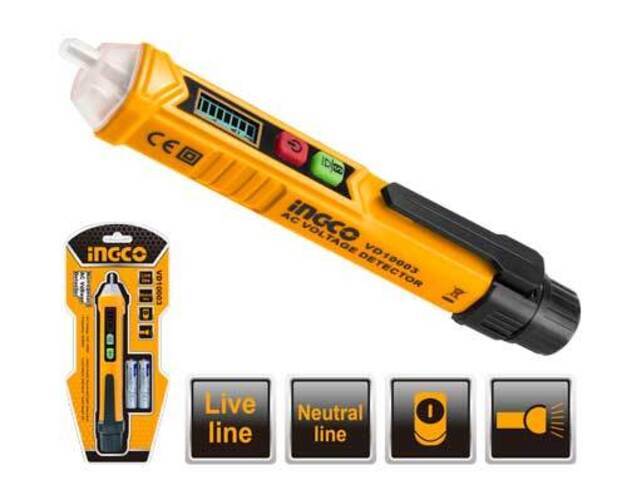 Ingco AC Voltage Detector 12V~1000V 50/60Hz Alarm Mode: Sound And Light ...
