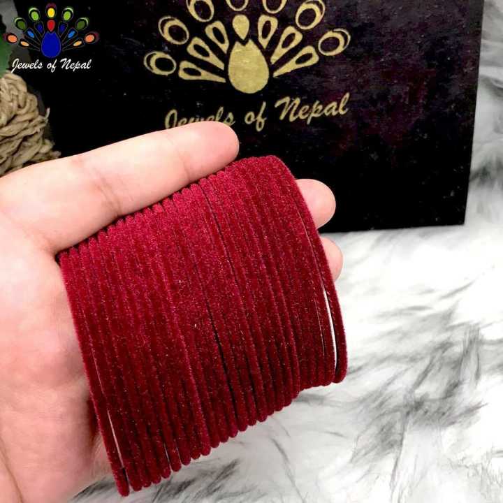 Maroon Velvet Bangles / Chura / Chudi For Women- 2 dozens (24pcs ...