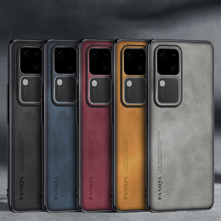 Vantime For Vivo V30 5g Pu Leather Case Lens Cover Matte Slim Back