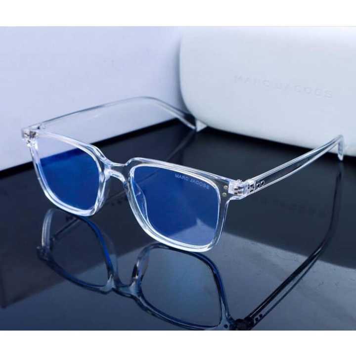 Korean Trendy Classice Unique Design Blue Ray Cut Rimless Square ...