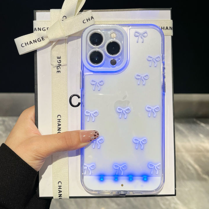 Luminous Call Light Up Flash Bowknot Phone Case For iPhone 17 16 15 13 ...