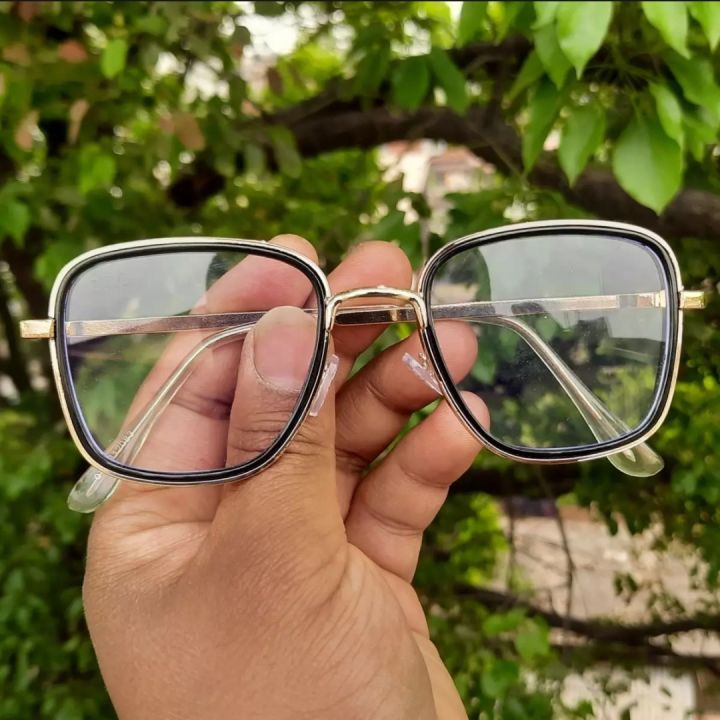 Blue Ray Cut Golden Frame Glass Using For Mobile, Laptop & TV Men ...