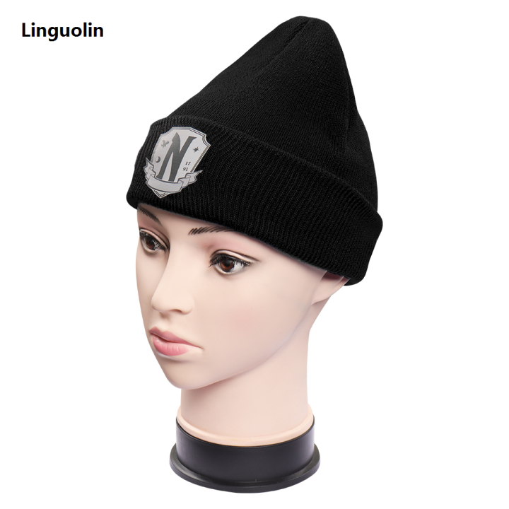 Linguolin Wednesday Addams Cosplay Black Blue Hat Cap Costume Bargain ...