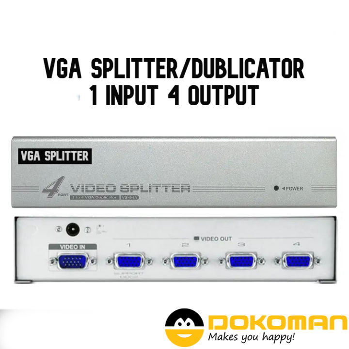 4 Port VGA Splitter 1 In 4 Out, Metal Housing, Ultra High 250-350MHz ...