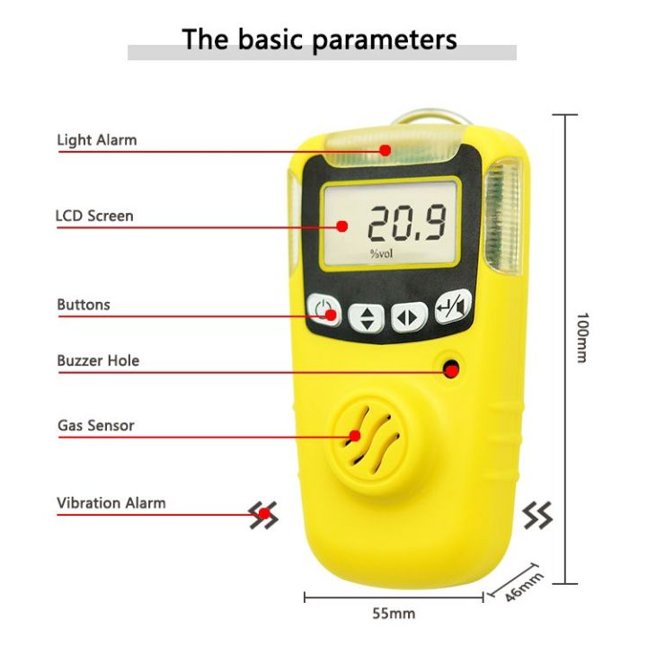 Portable Oxygen Gas Detector – Single Gas Alarm Sensor (O₂ Detection ...