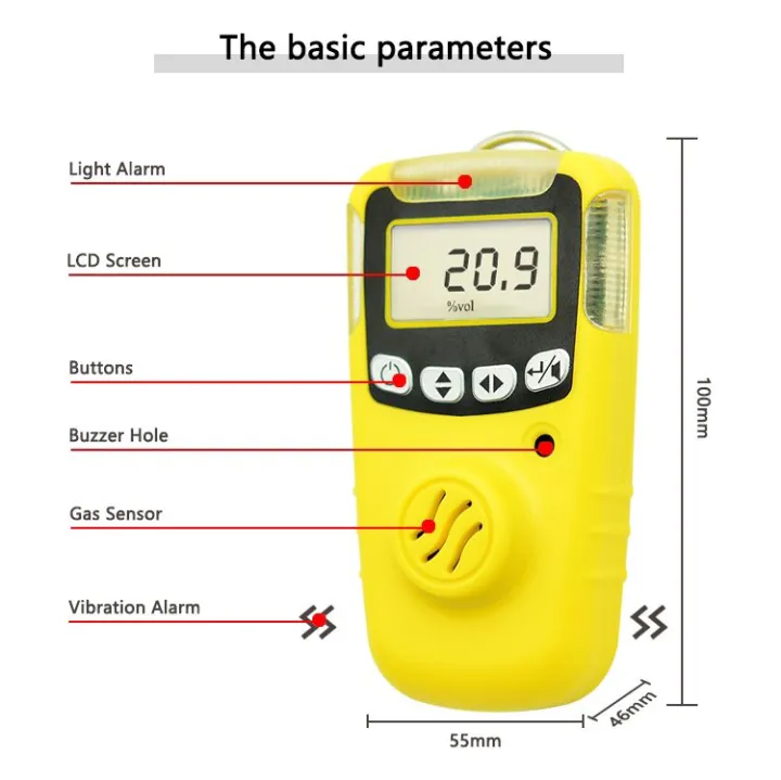 Portable Oxygen Gas Detector – Single Gas Alarm Sensor (O₂ Detection ...