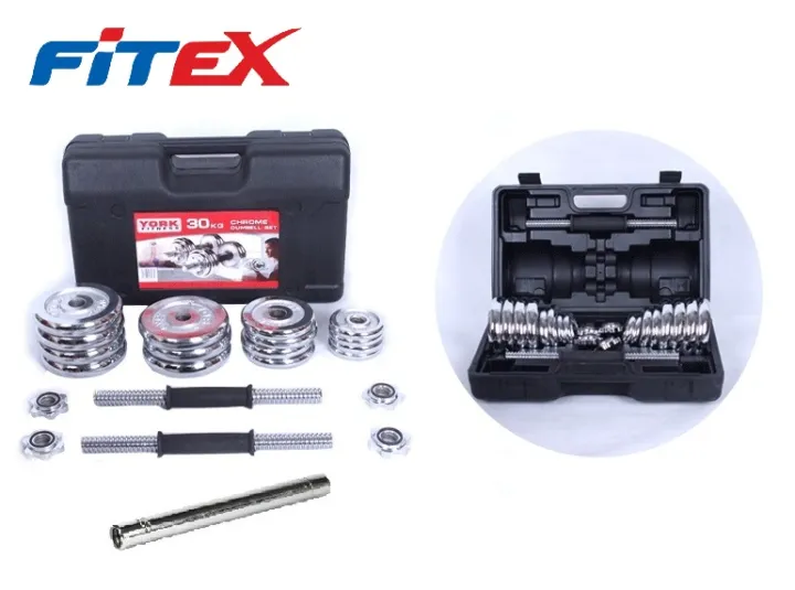 York Adjustable Dumbbell Set 30Kg (with 30cm connector) | Daraz.com.np