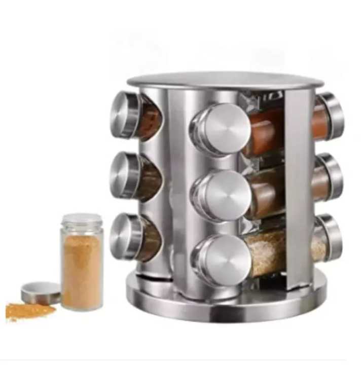 Masala Jar 12 Pcs Container Stander Kitchen-Masala Jar360 Rotating ...