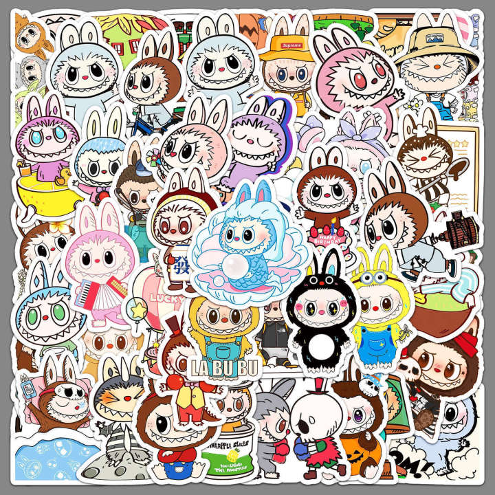 50 Sheets Cute Rabbit Labubu Cartoon Elf Tiantuan Waterproof Decoration ...