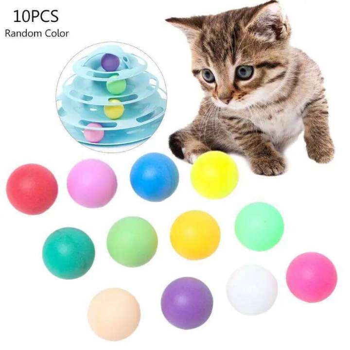 10Pcs Colorful Cats Chew Scratch Training Toys Chase Ball for Play Disk ...