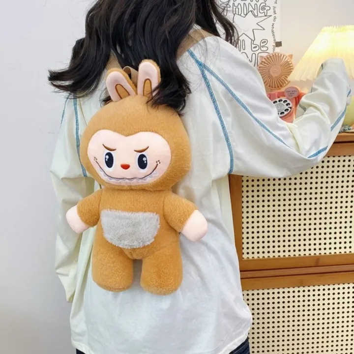 Cute Cartoon Labubu Plush Backpack POP MART Large Capacity Shoulder Bag ...
