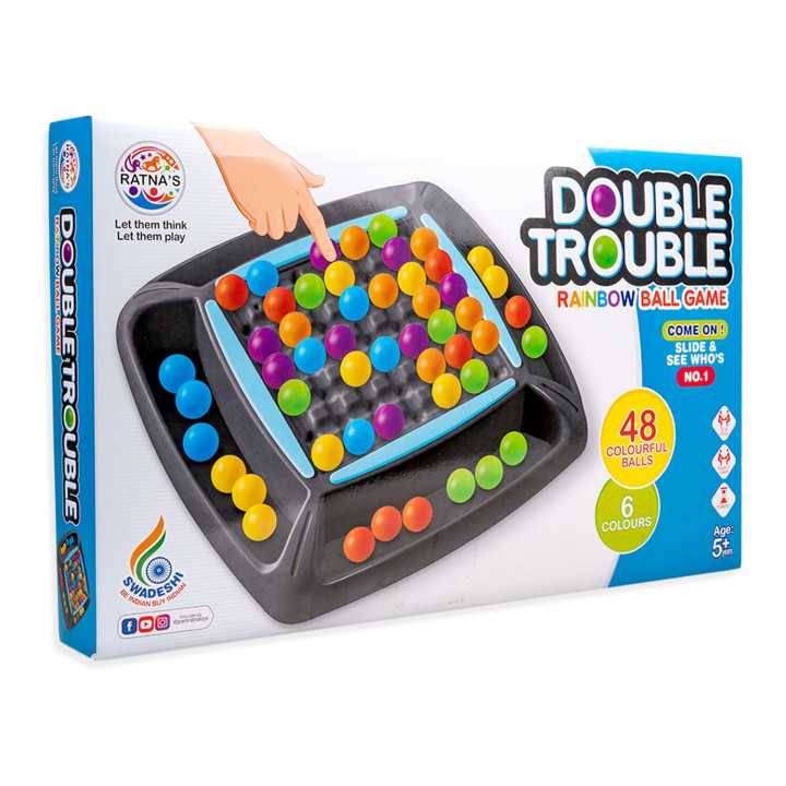 RATNA'S Double Trouble Colourful Rainbow Ball Matching Board Game for 2 to 4 Players Family Game ...