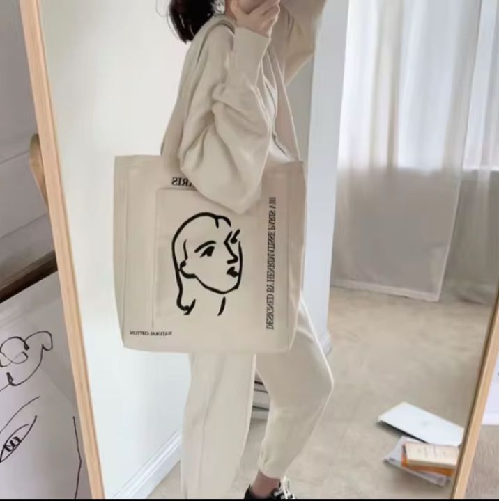 Masala Beads Fashionable Multi Pockets Large Canvas Cotton Zipper Bag ...