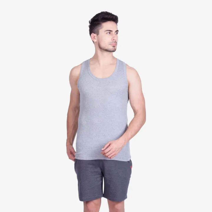 Onn Racerback Ribbed Vest In Grey Melange - Nr323 - Fashion | Sando For ...