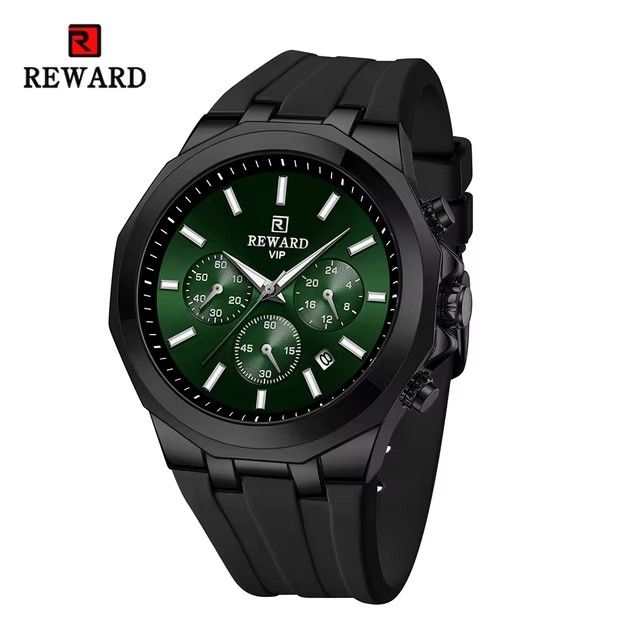 REWARD Brand Fashion Business Luxury Silicone Strap Date Chronograph ...