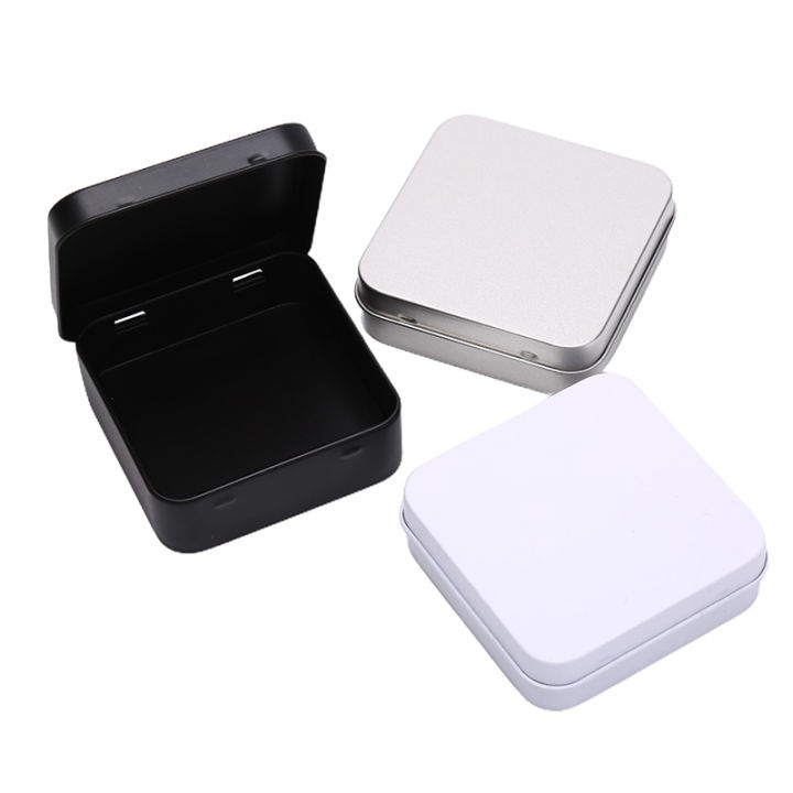 Mini Metal Tins Container Square Hinged Flip Storage Tin Box Jewelry ...