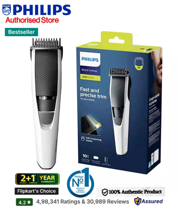 PHILIPS Men's 3000 Series Beard Trimmer With Lift And Trim System Of ...