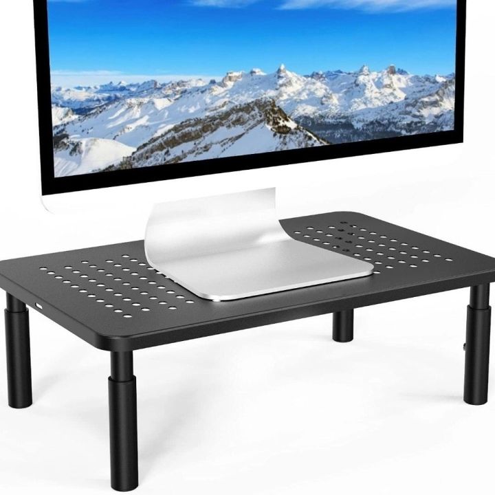 Multi-use Adjustable Computer Monitor Stand Metal with Storage Drawer ...