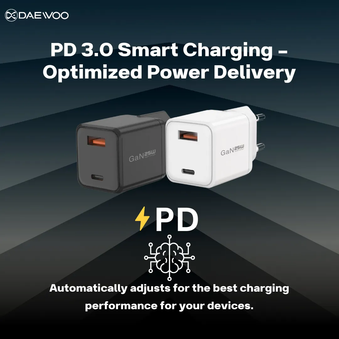 Daewoo Nippy Ny821 25w Gan Fast Charger Ultra-slim Design (black) | Jeevee