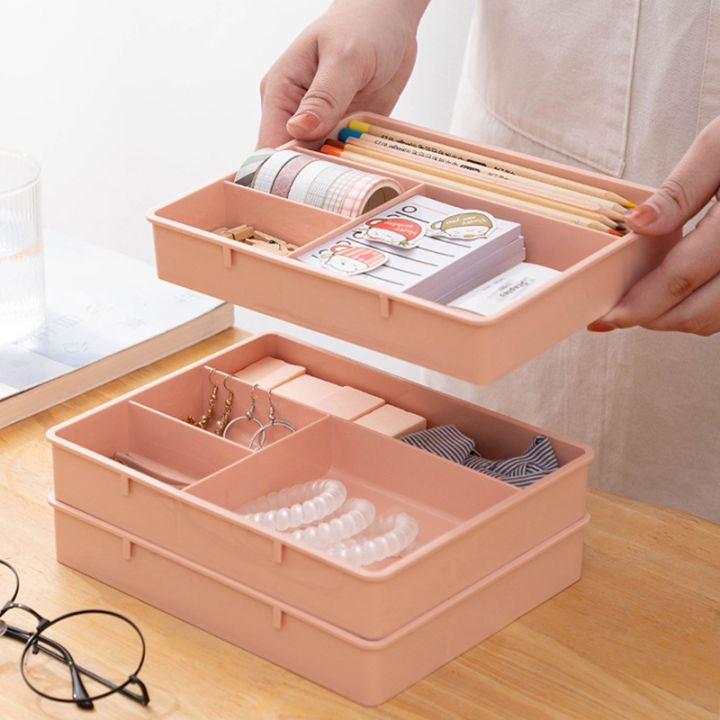 Desk Drawer Organizer Stackable Multi-cell Desktop Storage Bin Tray ...