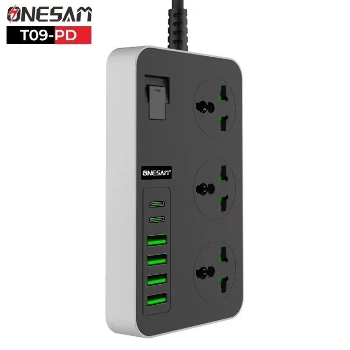 ONESAM T09 PD 3000W Electric Power Socket 4 USB + Type-C EU Multiplug | Daraz.com.np