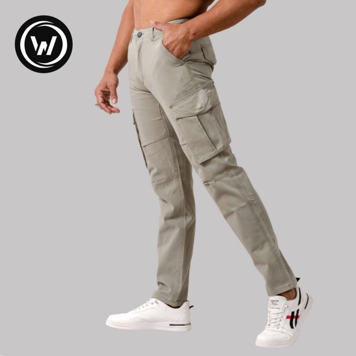 Wraon Lime Green Solid Premium Cotton Regular Fit Cargo Box Pant For ...