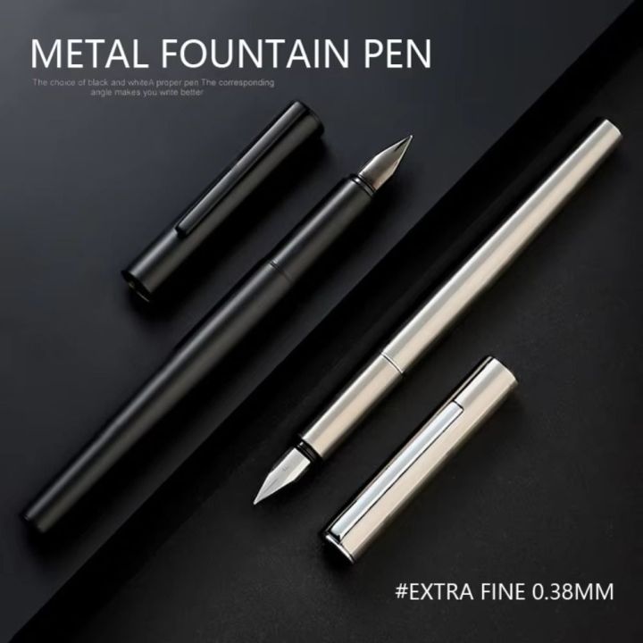 Quality Stainless Steel Fountain Pen Smooth Writing Black Extra Fine ...