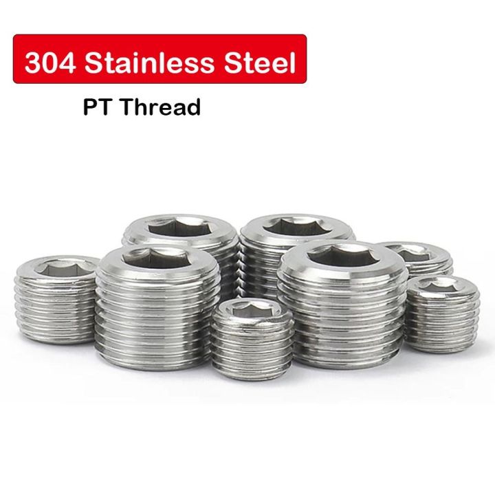 Fitting Assortment 304 Stainless Steel Male Thread Hexagon Plug Silver ...