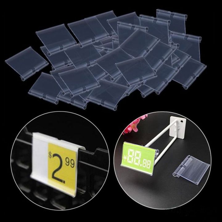 50PCS New Plastic Price Tag Holder Transparent Double line hook Label ...