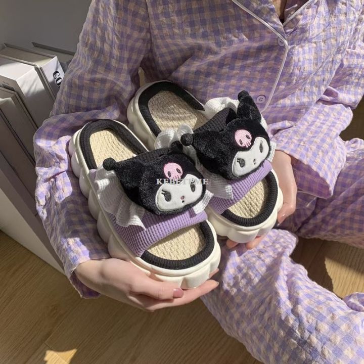 KEBETEMESanrio Hello Kitty Platform Shoes Women Luxury Design Linen ...