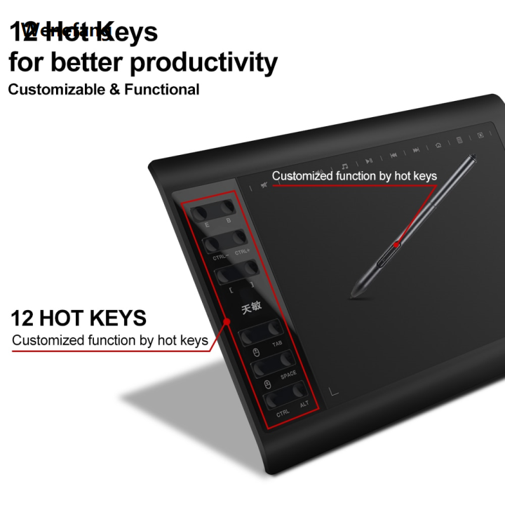 Wenefang 10moons 1060Plus 10x6 Inch Digital Graphic Tablet for Drawing ...