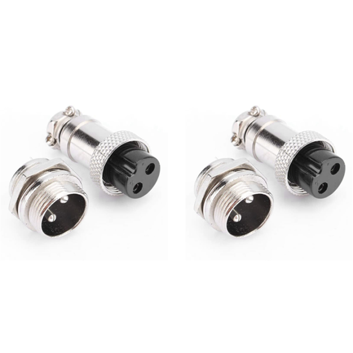 2X GX16 Aviation Connector 2-Pin 400V Screw Type Male and Female Butt ...