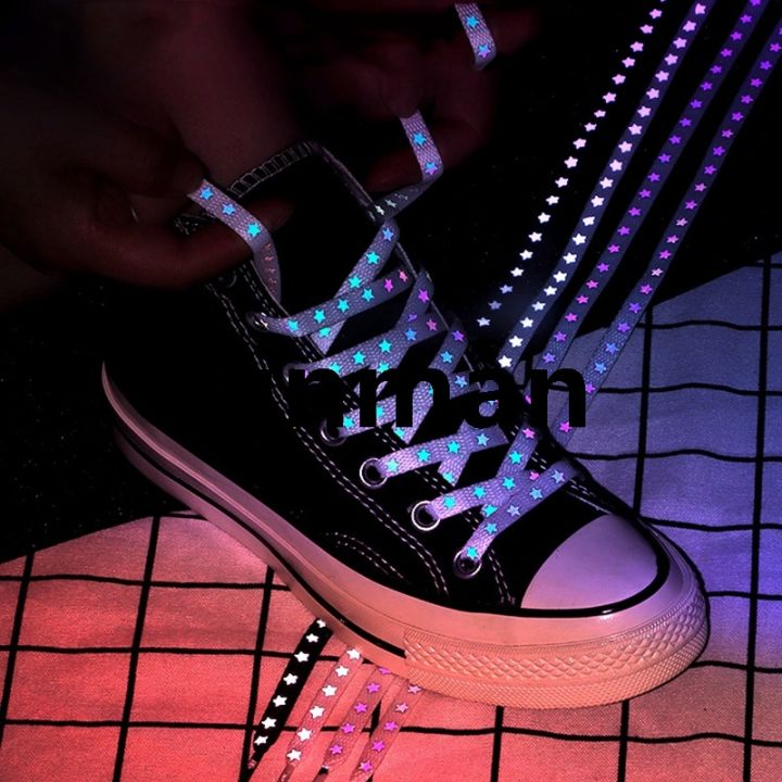 Linman 1 Pair Colorful Reflective Shoe Lace Flat Night running party ...