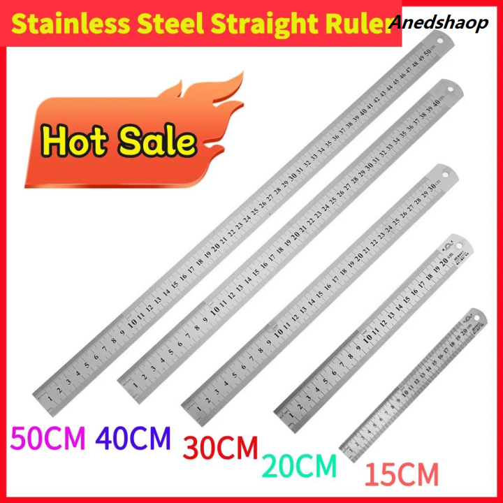 NEW Anedshaop Stainless Steel Metal Straight Ruler 15cm/20cm/30cm/40cm ...