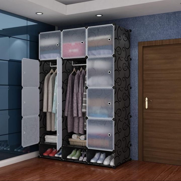 Modular Durable Plastic 12 Cube Wardrobe with Shoe Compartment and ...