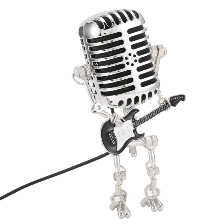 Mic Robot,Retro Style Microphone Robot Table Lamp,Holding Guitare Night ...
