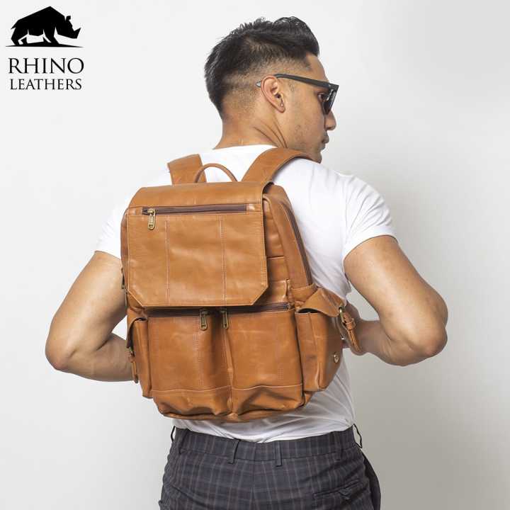 Rhino Leathers Slim Leather Backpack For Men | Daraz.com.np