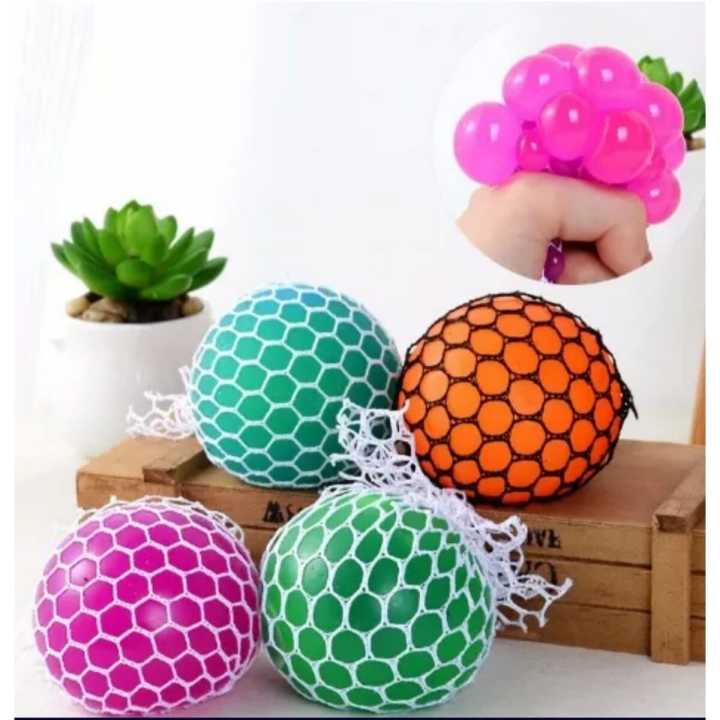 Squeeze Anti Stress Anxiety Relief Squishy Mesh Grape Shaped Ball Funny ...