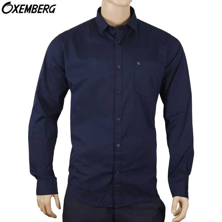 Oxemberg Navy Blue Slim Fit Shirt For Men | Daraz.com.np