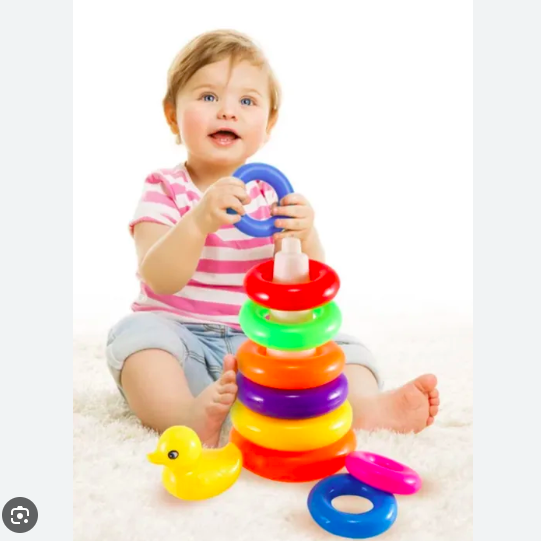 7 Colors Rings Baby Stacked Toy Sunny Music Ccolorful Rainbow Tower ...