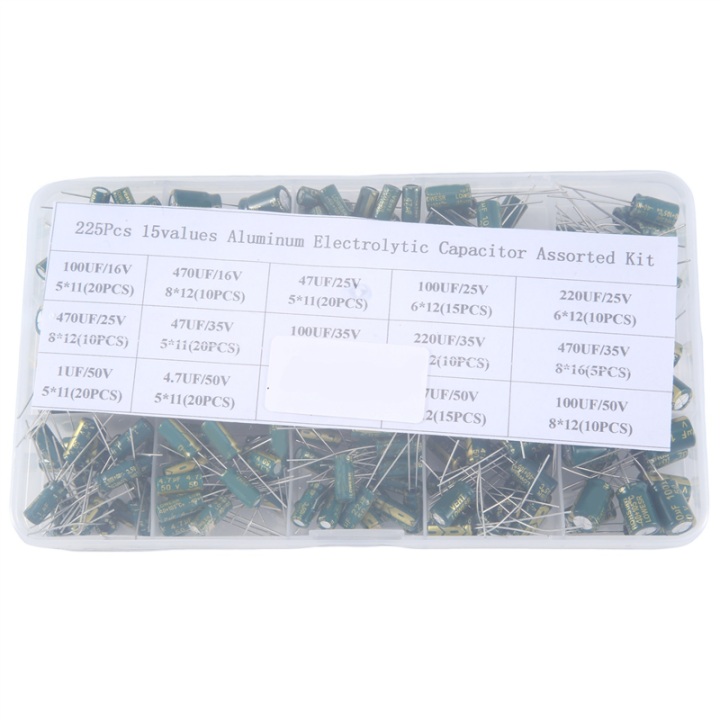 225Pcs Capacitor High Frequency Inline Kit 15 Kinds of Specifications ...