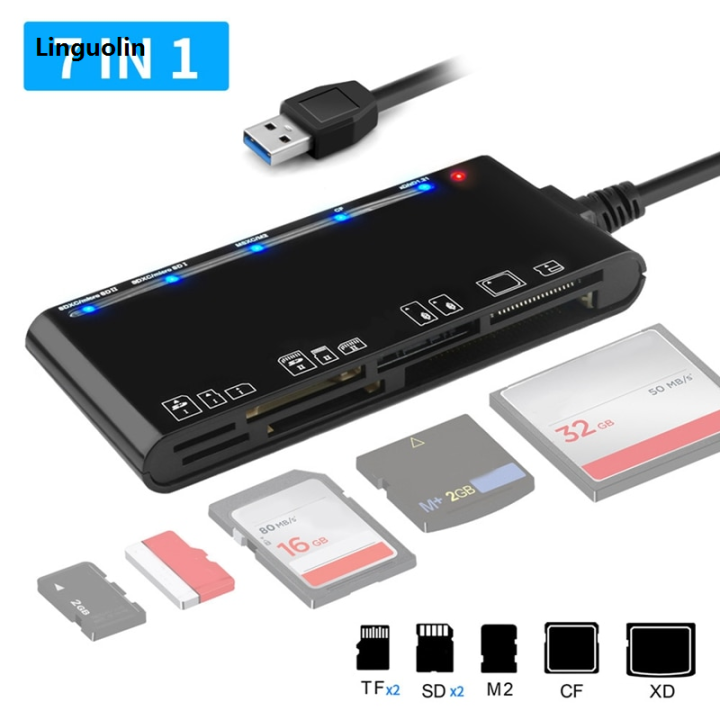 Linguolin 7 In 1 Reader Multifunction Card Teader CF/XD/MS/SD/TF Card ...
