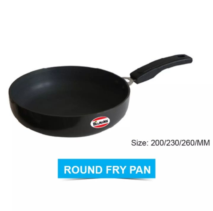 Diamond Hard Anodized Round Frying Pan With Lid, 200 MM | Daraz.com.np